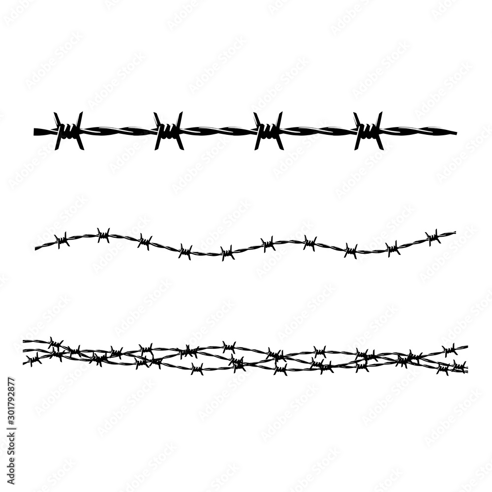 Barbed wire elements vector illustration. Stock Vector | Adobe Stock