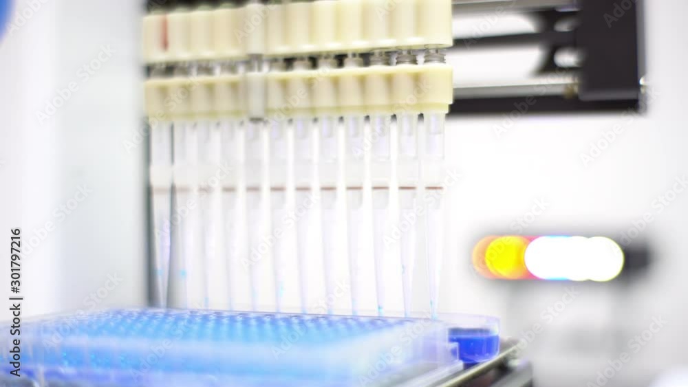 Automated DNA Processor real-time PCR cycler. Modern medical test ...