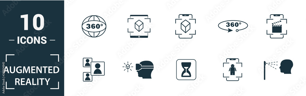 Ar And Vr icon set. Include creative elements augmented reality, 360 ...