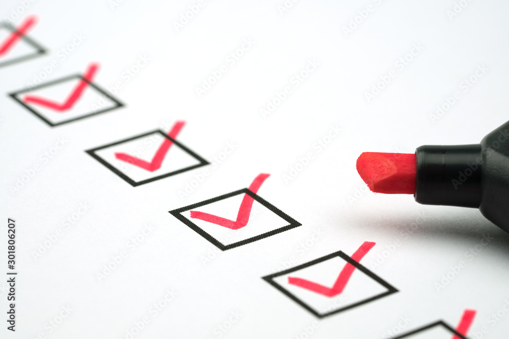 Checklist concept, Red marking on checklist box with red pen Stock ...