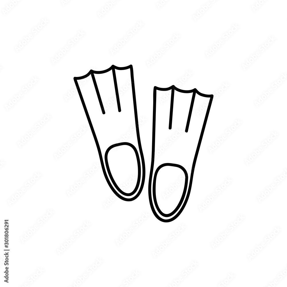 Flippers icon. Trendy modern flat linear vector Flippers icon on white ...