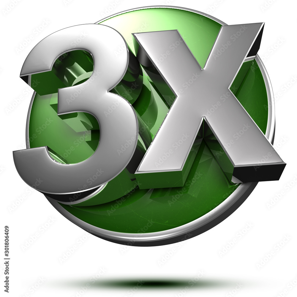 3x 3d rendering on the green circle behind the white background.(with ...