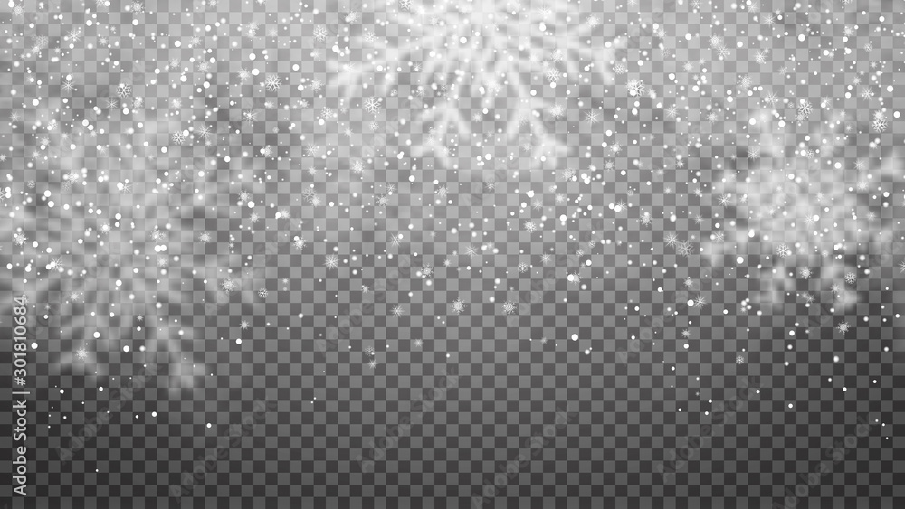 Falling snow on transparent background. Snowfall texture, snowflakes ...