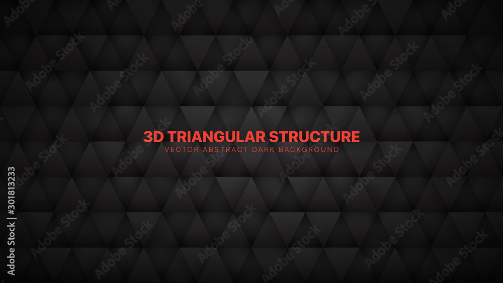 Conceptual 3D Vector Triangles Pattern Technological Dark Gray Abstract ...