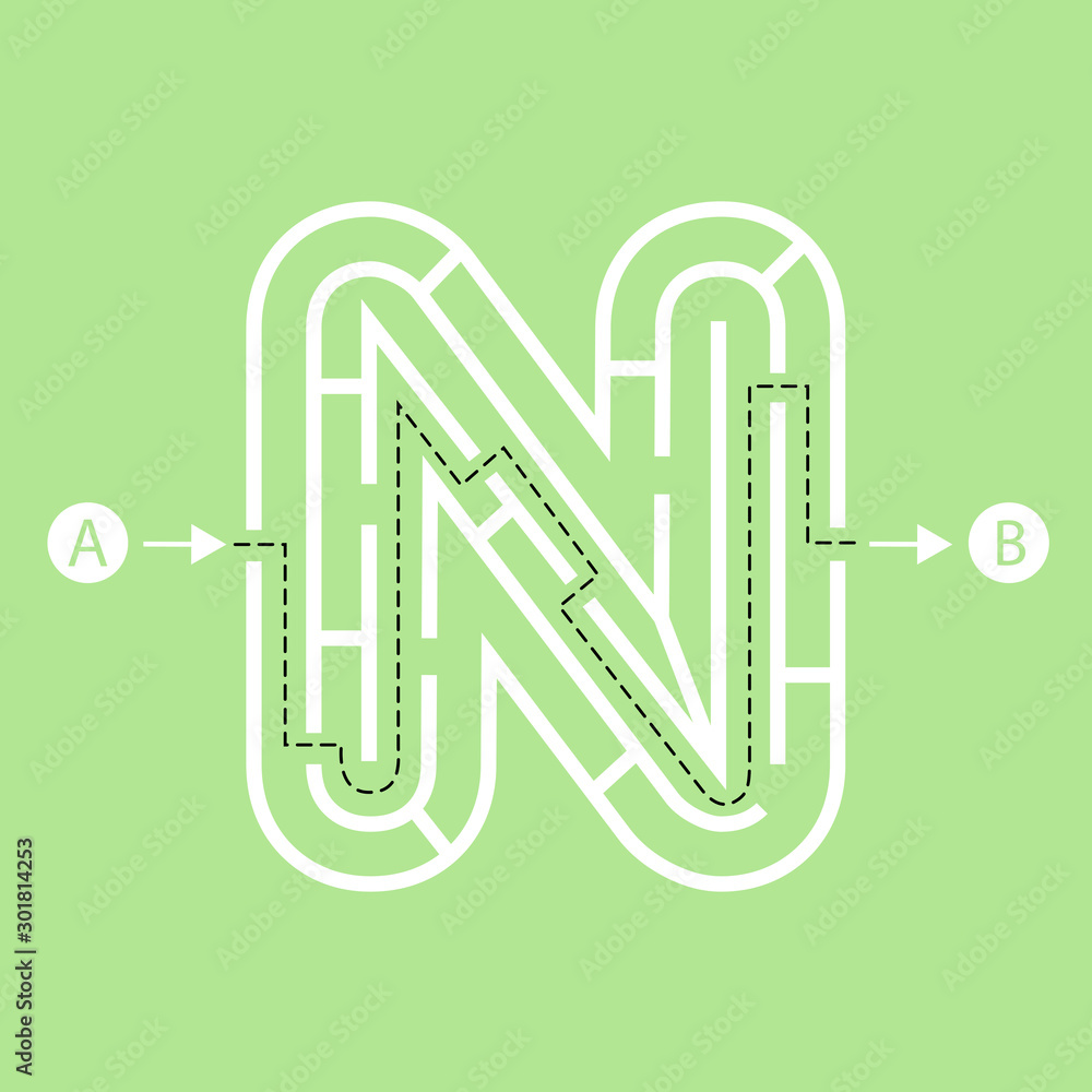 Letter shape Maze Labyrinth, maze with one way to entrance and one way ...