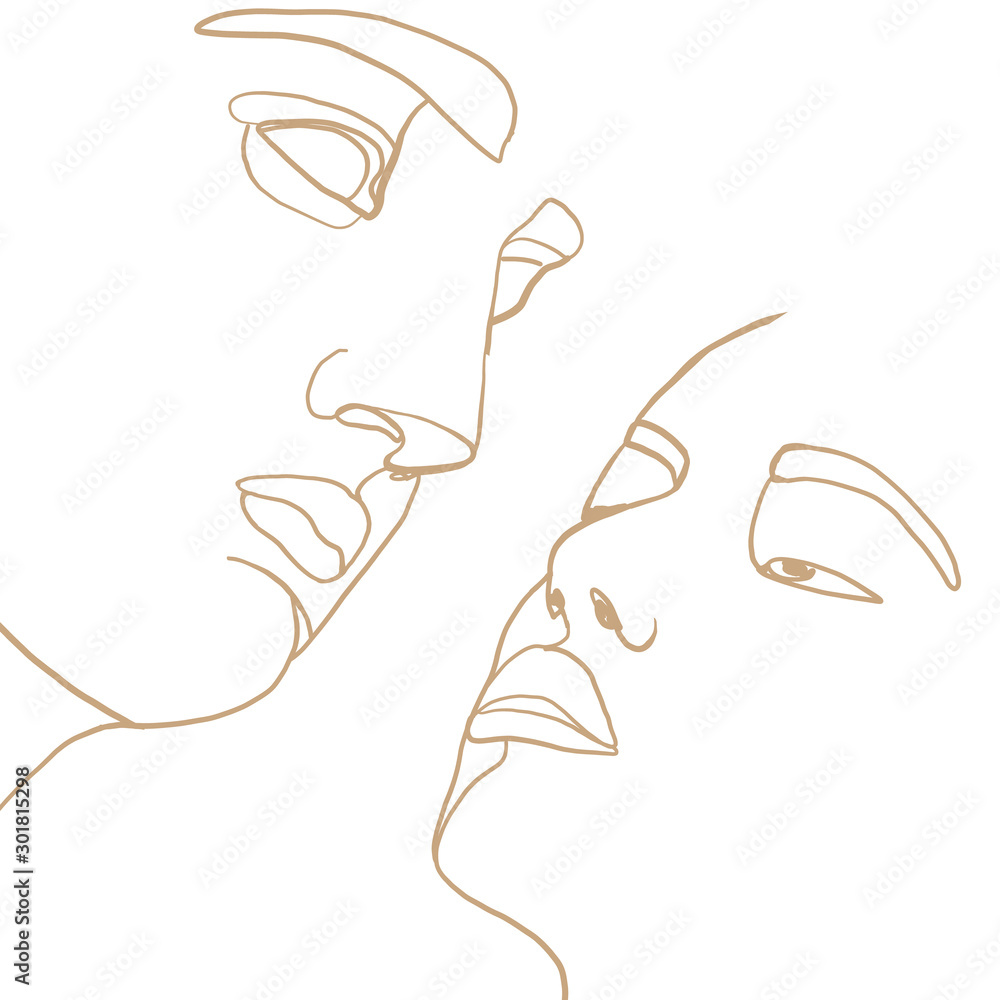 Continuous line, drawing of man face, fashion concept, man beauty ...