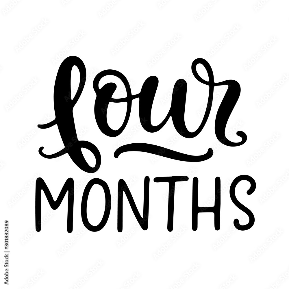 Four months baby shower. Newborn age marker Stock Vector | Adobe Stock