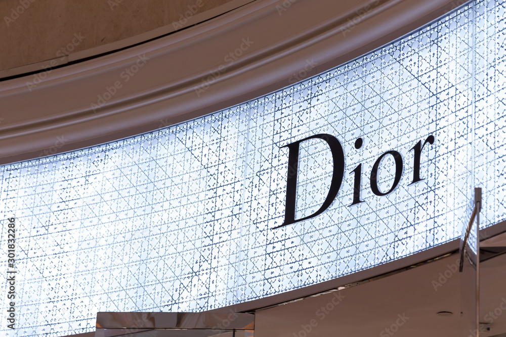 LAS VEGAS, NEVADA, USA - 13 MAY, 2019: Logo of Christian Dior store in ...