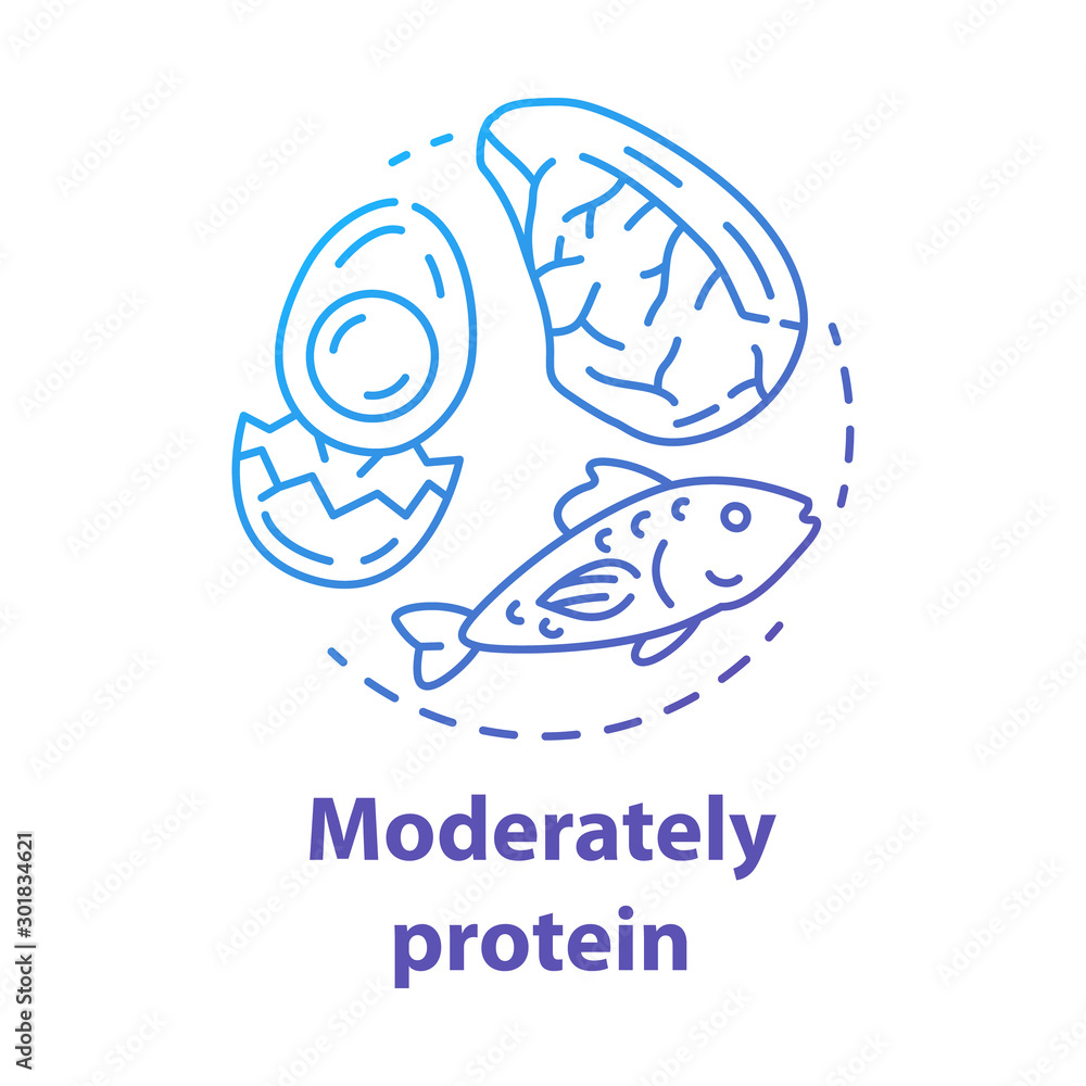 Moderately protein blue gradient concept icon. Ketogenic diet idea thin ...