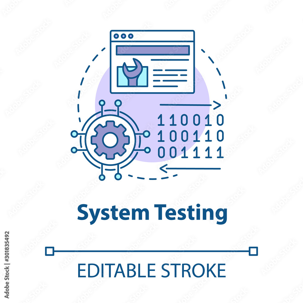 System testing concept icon. Software development stage idea thin line ...