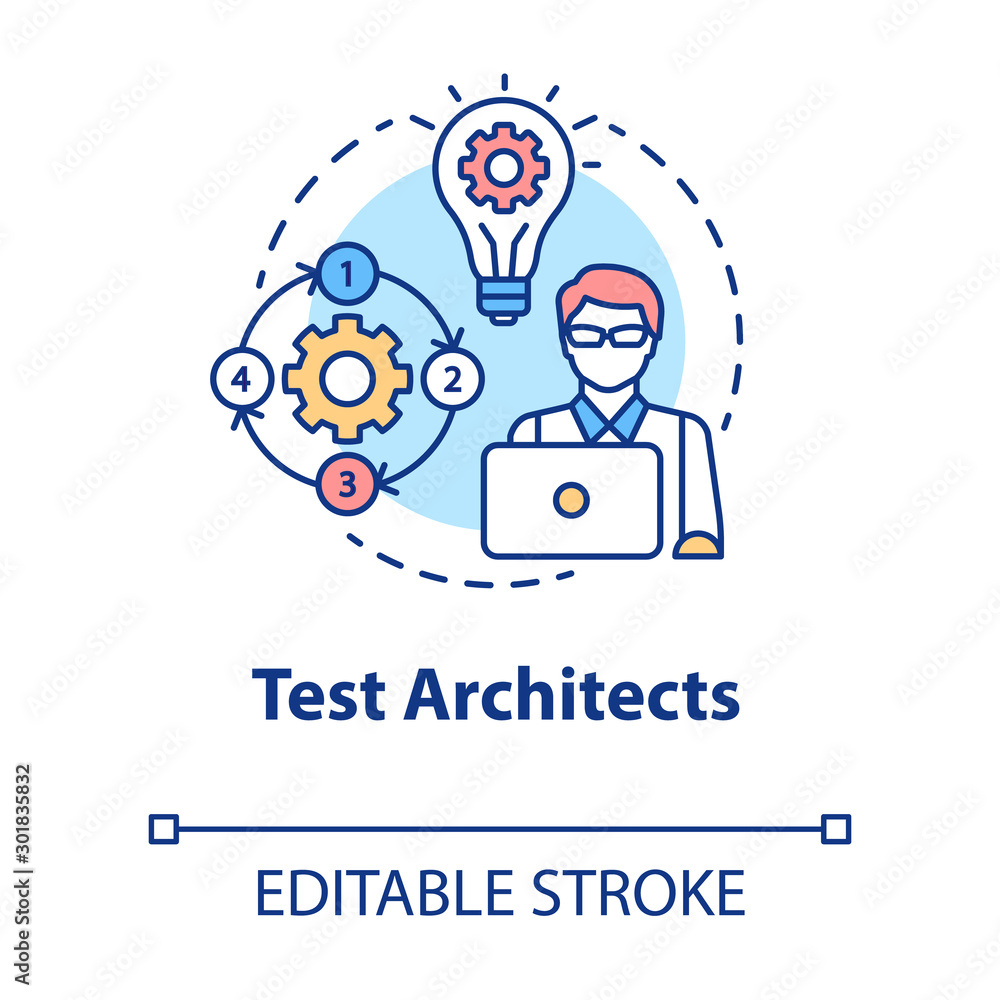Test architects concept icon. Software development idea thin line ...