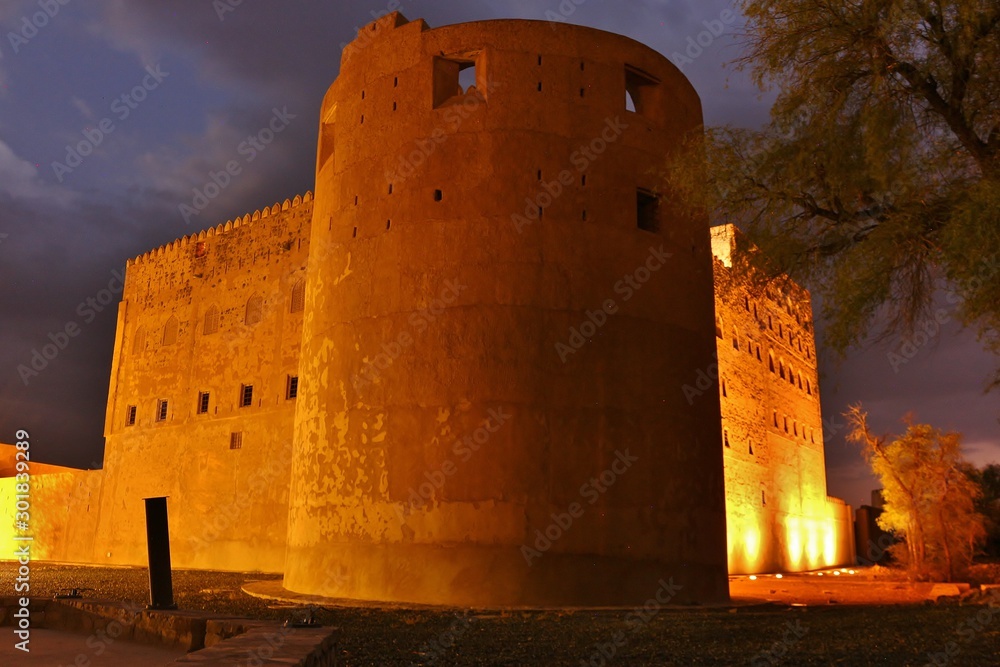 Big Tower of Jibreen Castle by Night Stock Photo | Adobe Stock