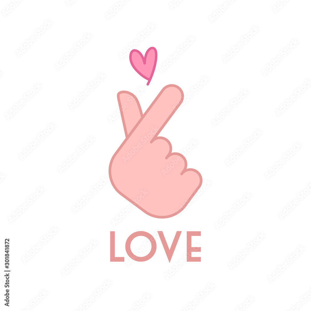 Vetor de Korea finger heart vector illustration. Korean love sign icon ...