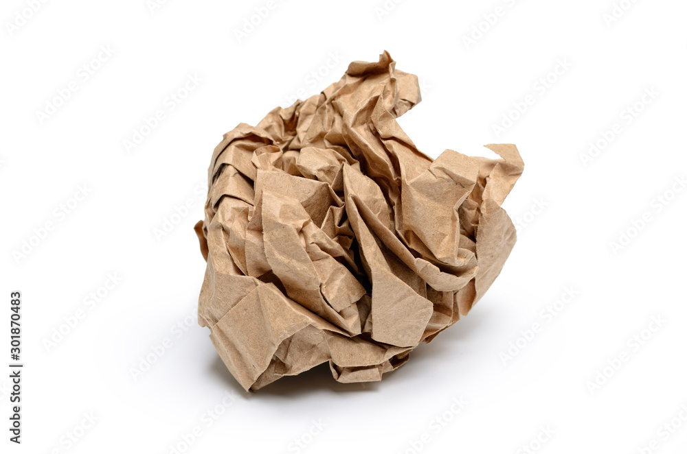 Sheet of paper crumpled into a lump on white background. Stock Photo ...