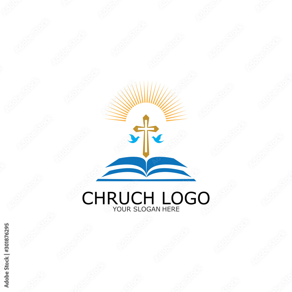 logo church.christian symbol,the bible and the cross of jesus christ ...