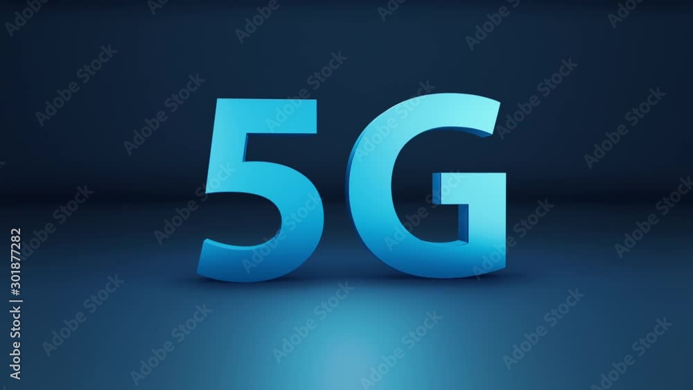 3d 5G word isolated on blue background, concept of new technology ...