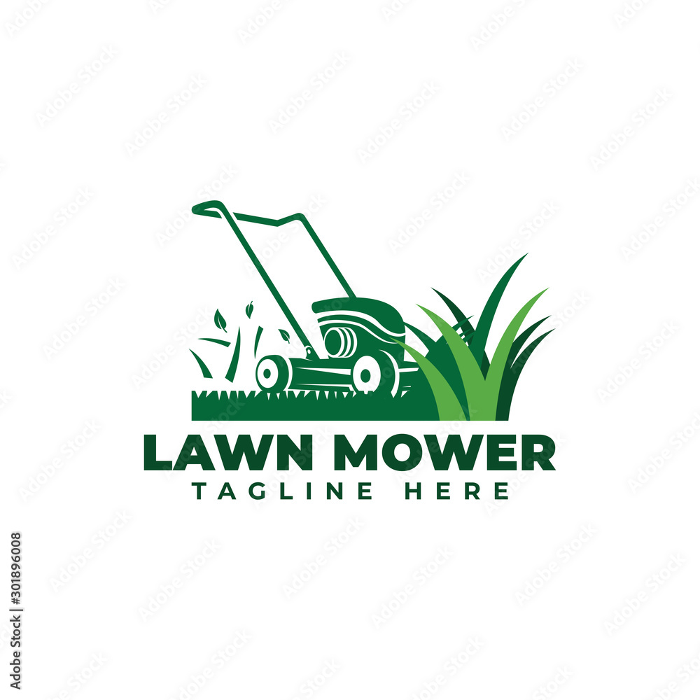 Lawn Mower Logo Vector Icon Illustration Stock Vector | Adobe Stock