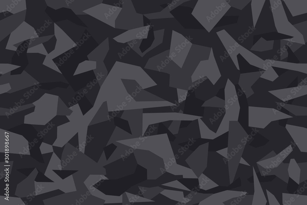 Geometric camouflage seamless pattern. Abstract modern camo, black ...