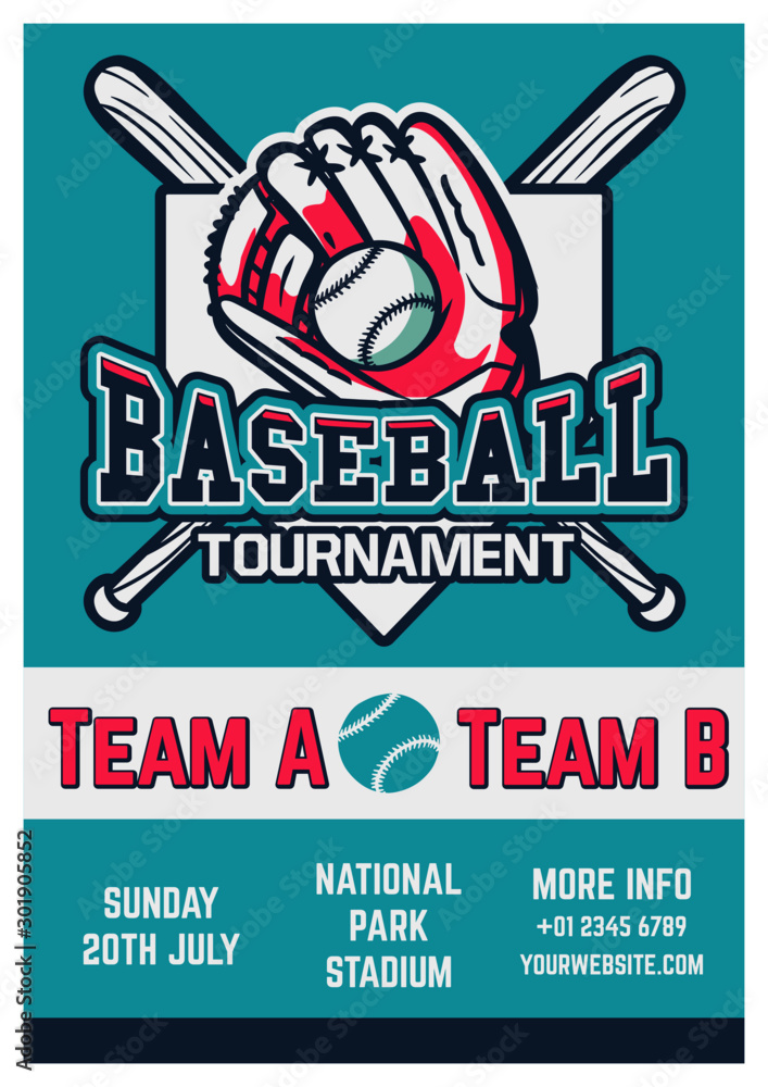 vintage leaflet flyer poster baseball team tournament template Stock ...