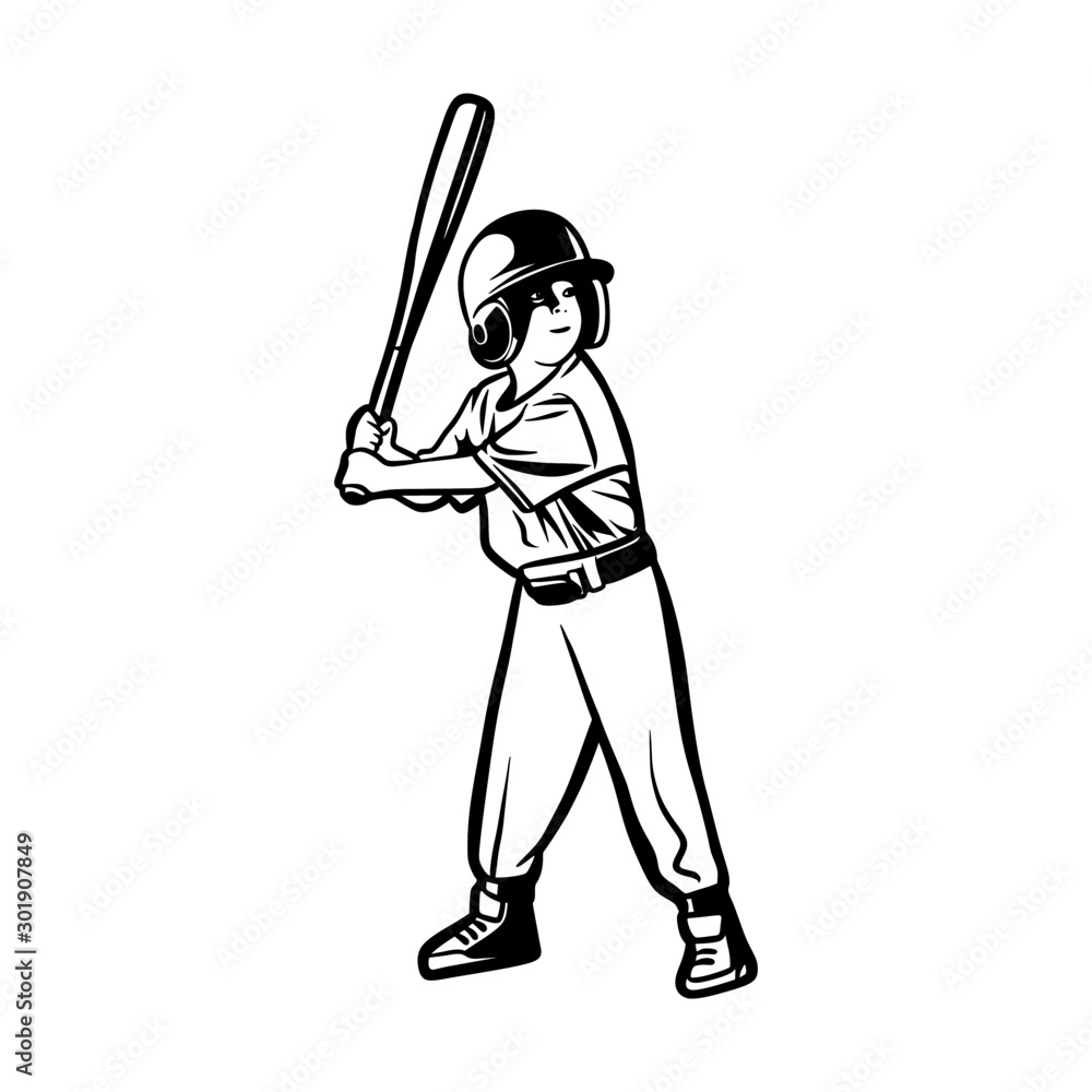 Kid Baseball Player Drawing