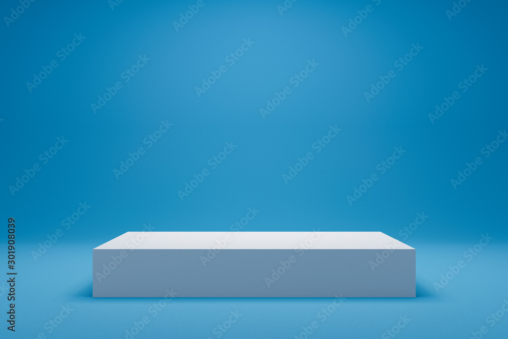 Empty light blue background and stand display or shelf with studio for ...