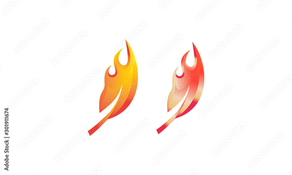 Fire leaf logo. The leaf logo with a blazing fire, a symbol of nature ...