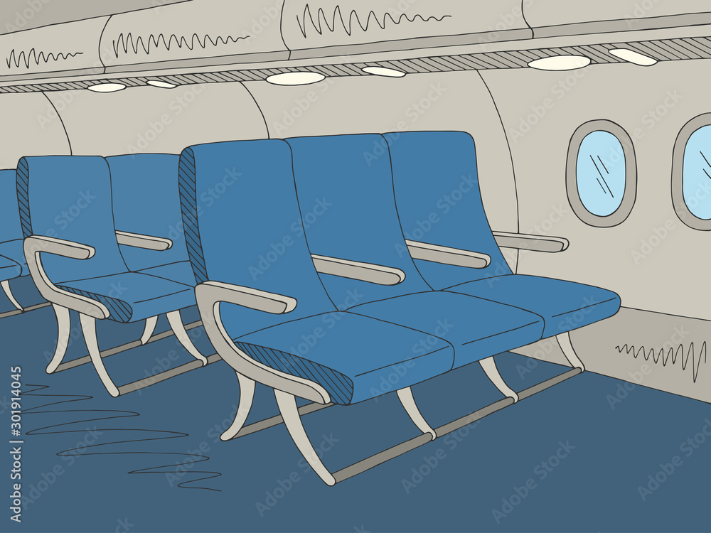 Aircraft interior graphic color sketch illustration vector Stock Vector ...