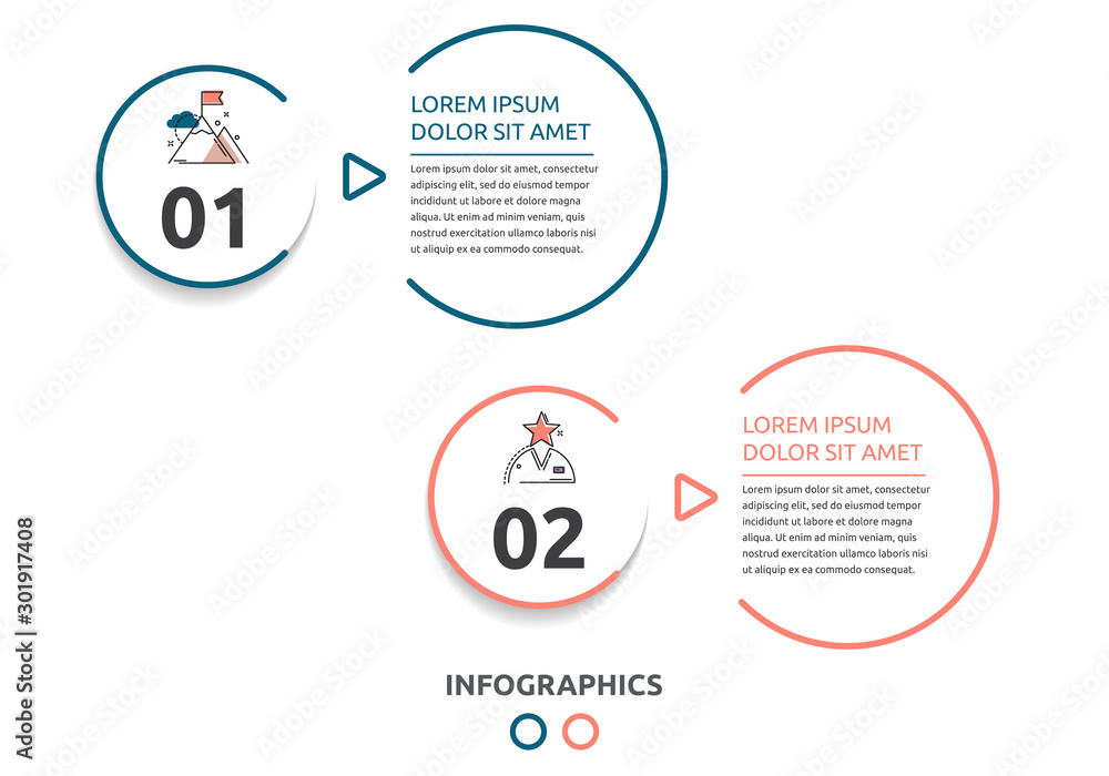 Vector flat infographic template. Line circles with text and icons for ...
