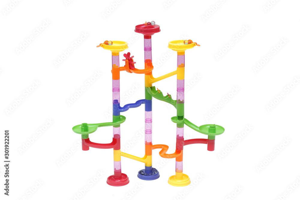 Toy for kids - Marble ball race game isolated on white background Stock ...