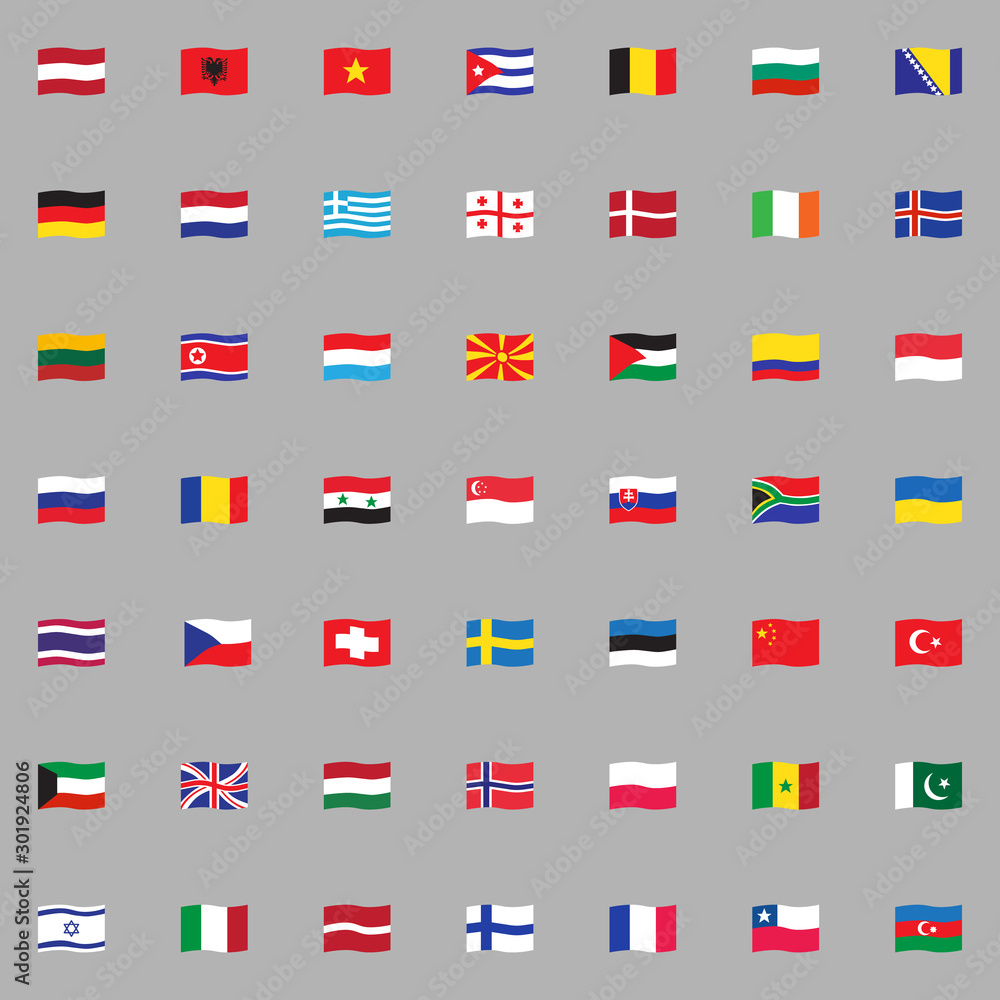 Official European Flags collection, World flags flat icons set ...
