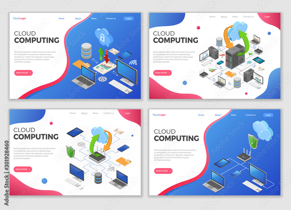 Isometric Cloud Computing Technology Templates Stock Vector | Adobe Stock