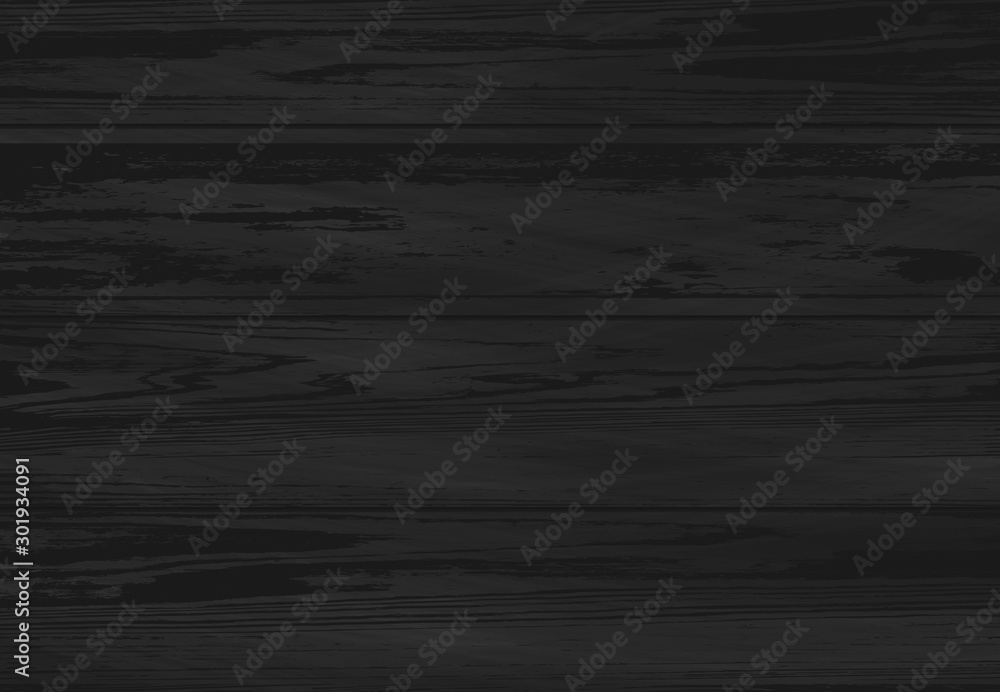 Vector black wooden texture. Natural dark old wood planks background ...