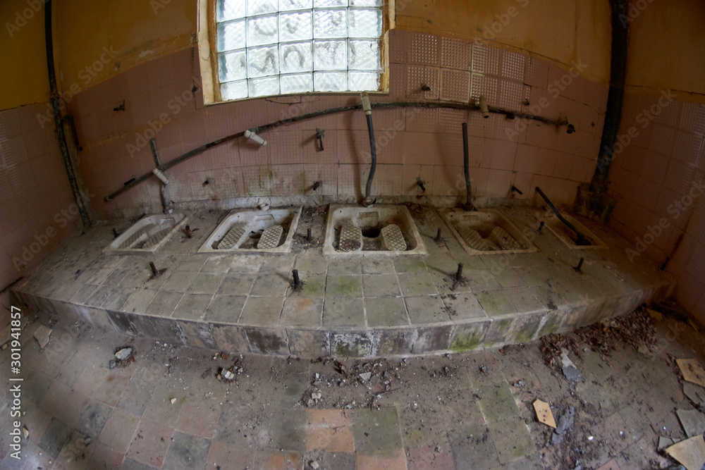 Toilets of communist abandoned soviet military base in east Germany ...