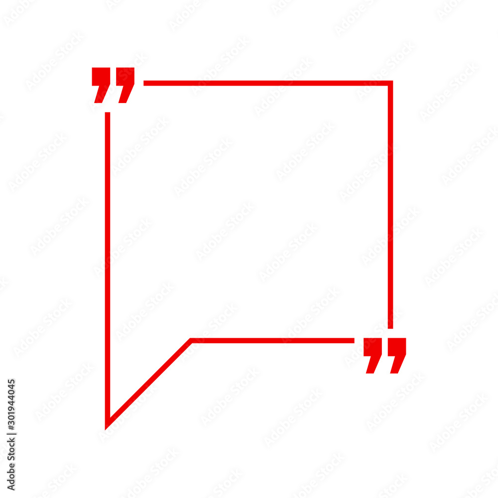 Quotation blank template in red quotes isolated on White. Creative ...