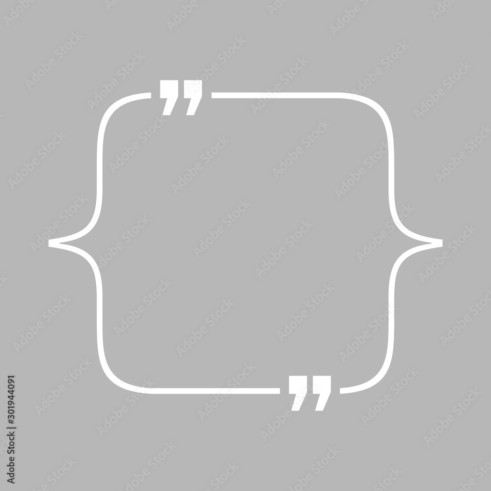 Quotation blank template in quotes isolated on gray. Creative banner ...