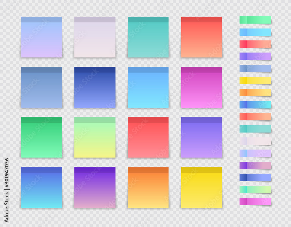 Set of post note sticker and square stickers. Blank colorful sticky ...