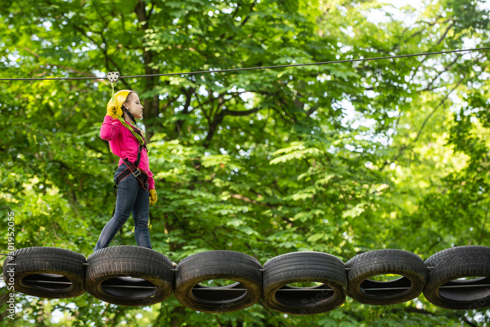Active children. Helmet - safety equipment for Child playing. Cargo net ...