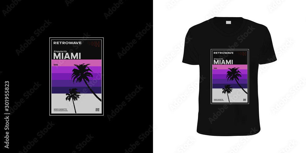 Retrowave Miami VHS cassette. Stylish t-shirt and apparel retro design ...