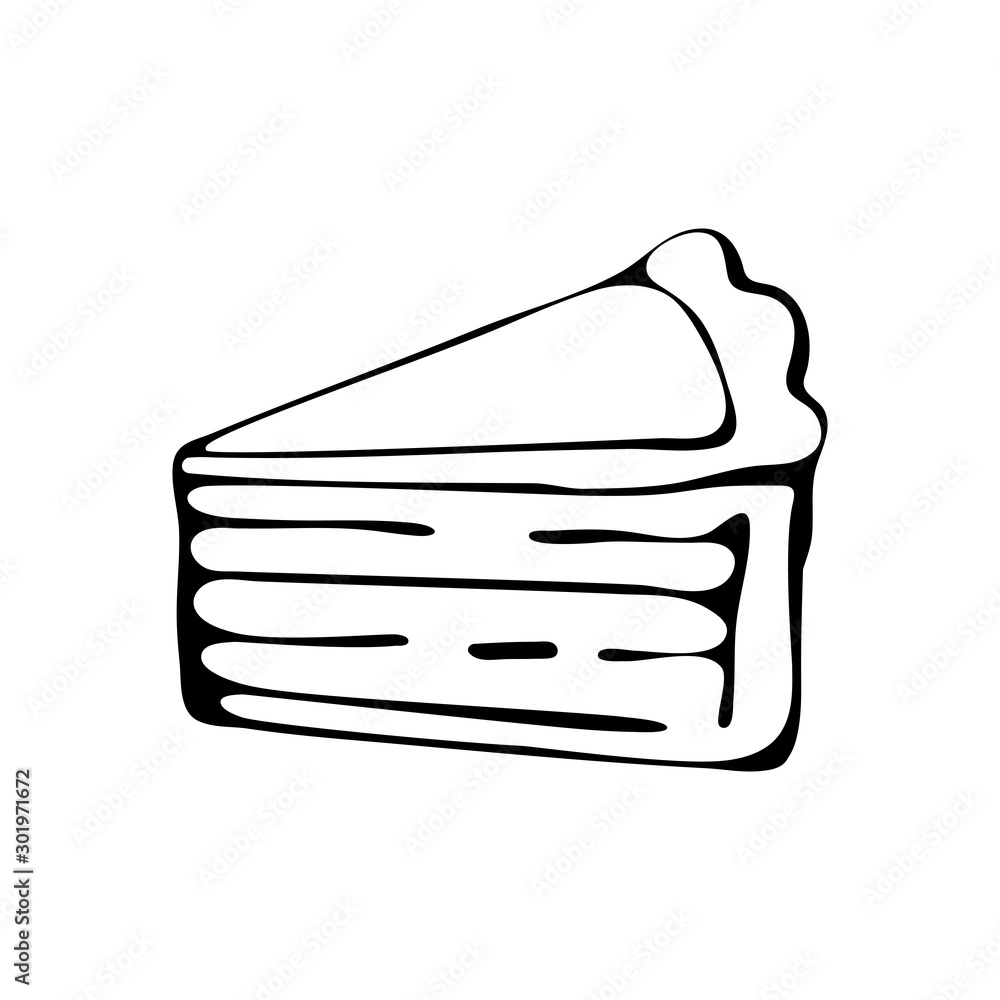 Continuous line drawing. Piece of cake in vector. Symbol of celebration ...