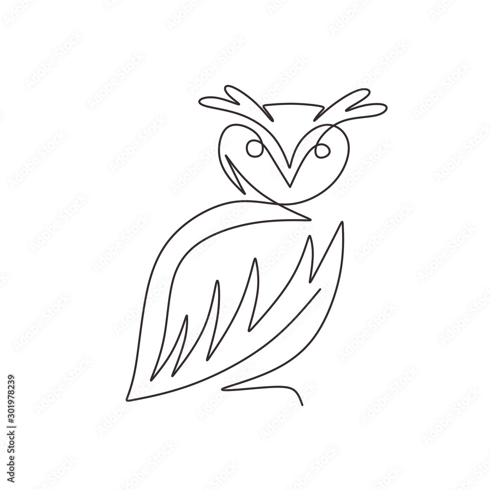 Owl one line drawing vector. Minimalism style of bird logo icon ...