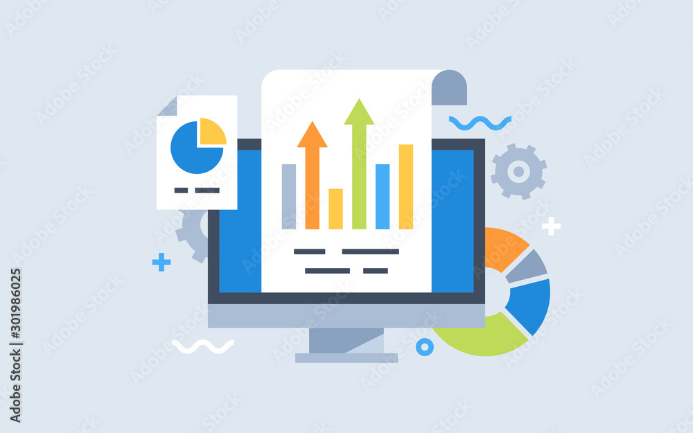 Modern flat design for analysis website banner. Vector illustration ...
