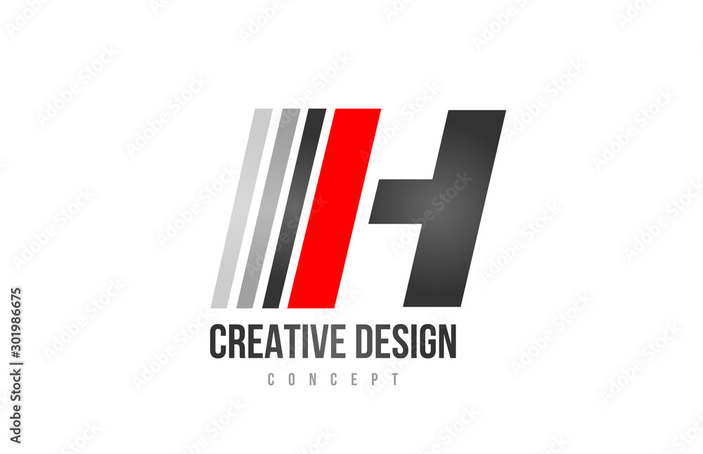 red black alphabet letter H logo icon design for company or business ...