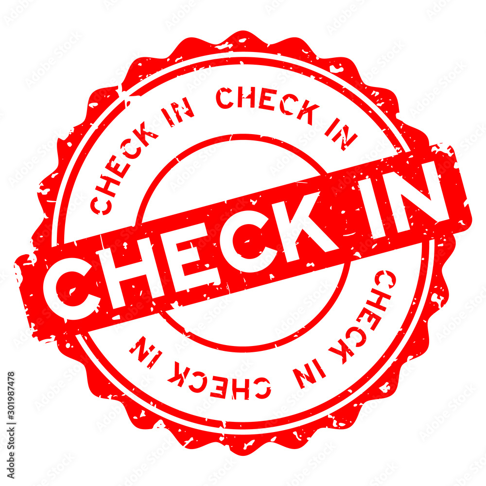 Grunge red check in word round rubber seal stamp on white background Stock-Vektorgrafik | Adobe ...