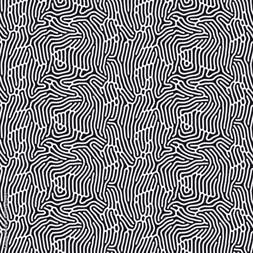 Organic Coral Background With Rounded Lines Diffusion Reaction Seamless Pattern Linear Design