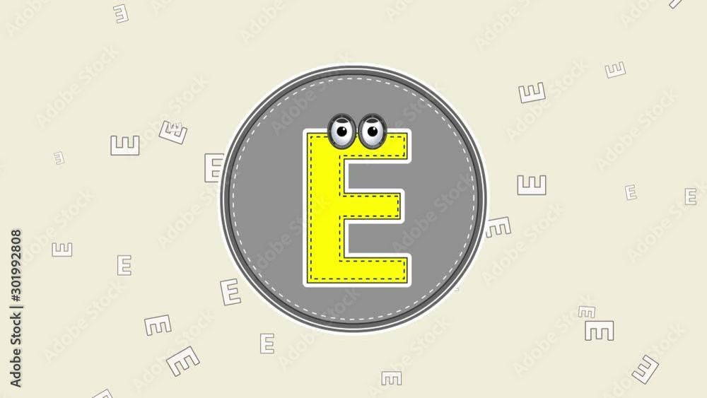 Animated Blinking Capital Letter E with waving hand animation and ...
