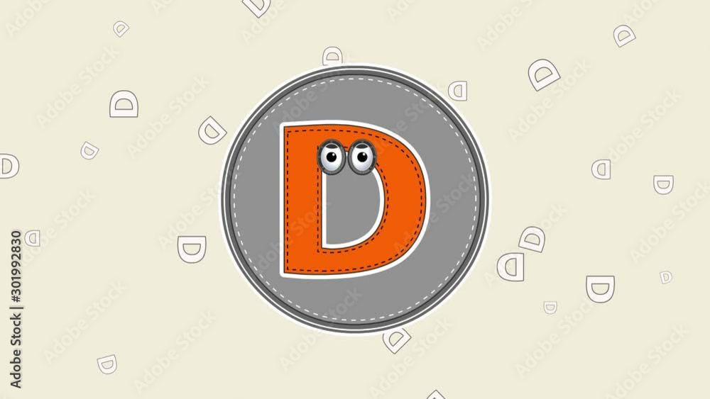 Animated Blinking Capital Letter D with waving hand animation and ...