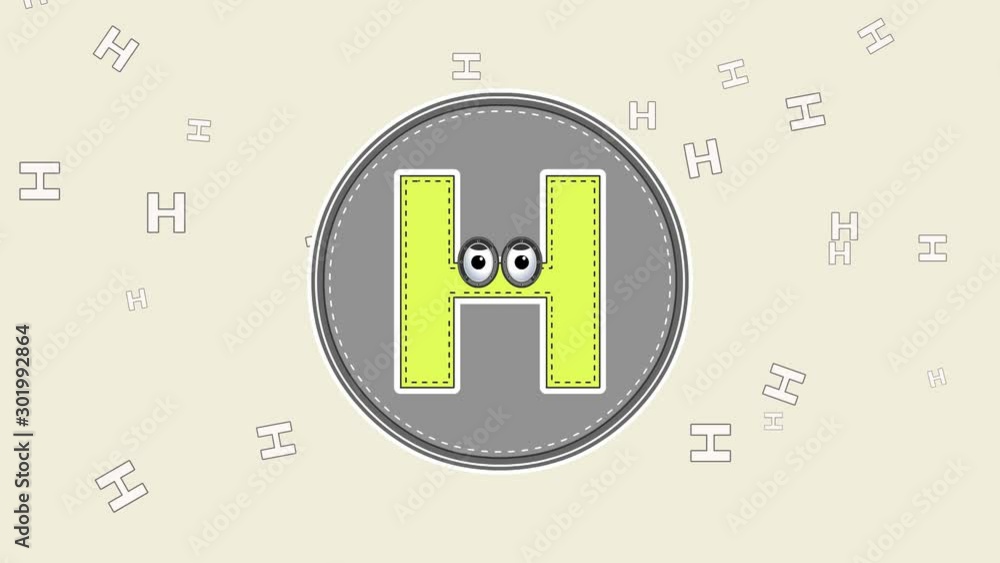Animated Blinking Capital Letter H with waving hand animation and ...