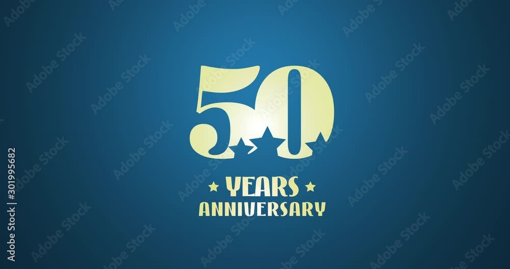 50 years anniversary 2D motion graphic 4K footage with golden metal ...
