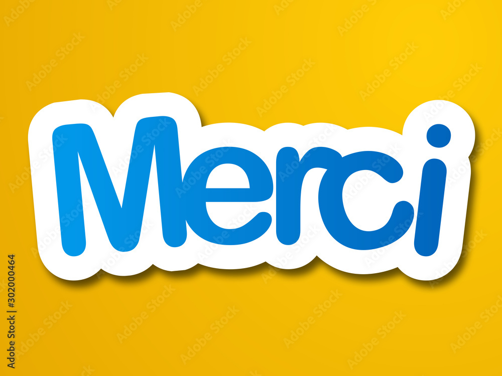 merci label in yellow background Stock Photo | Adobe Stock