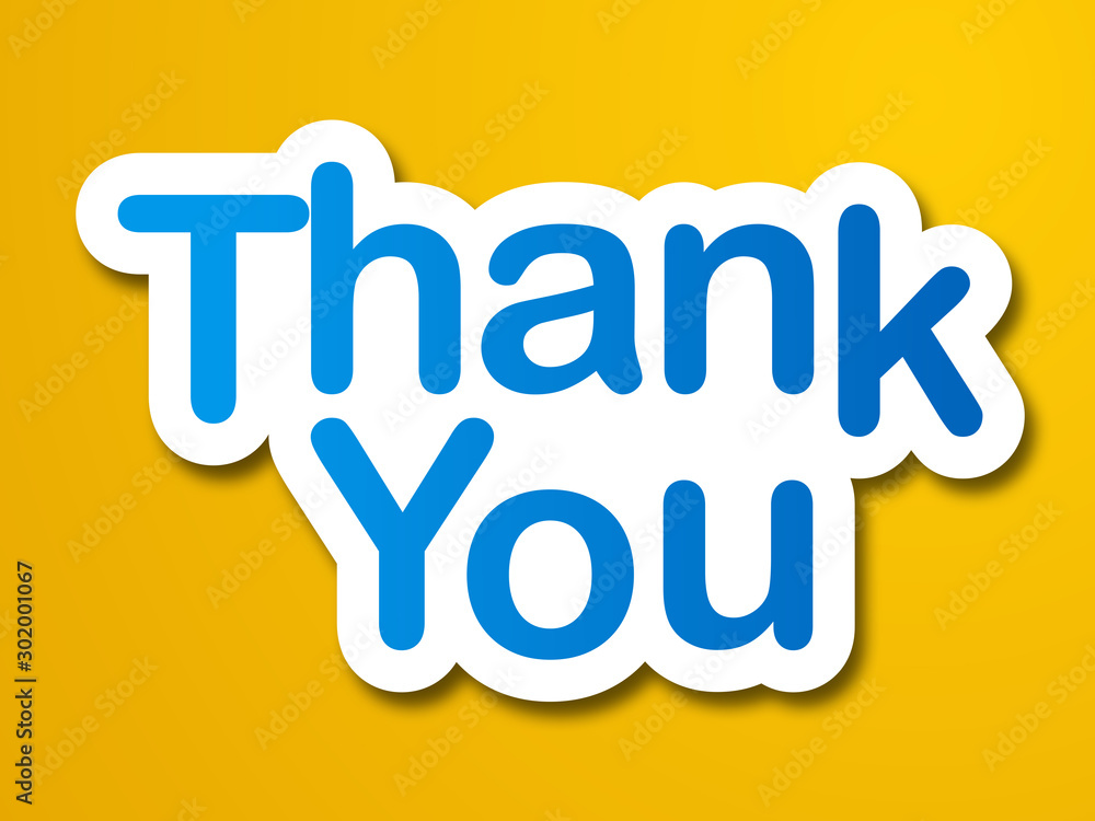 thank you label in yellow background Stock Photo | Adobe Stock